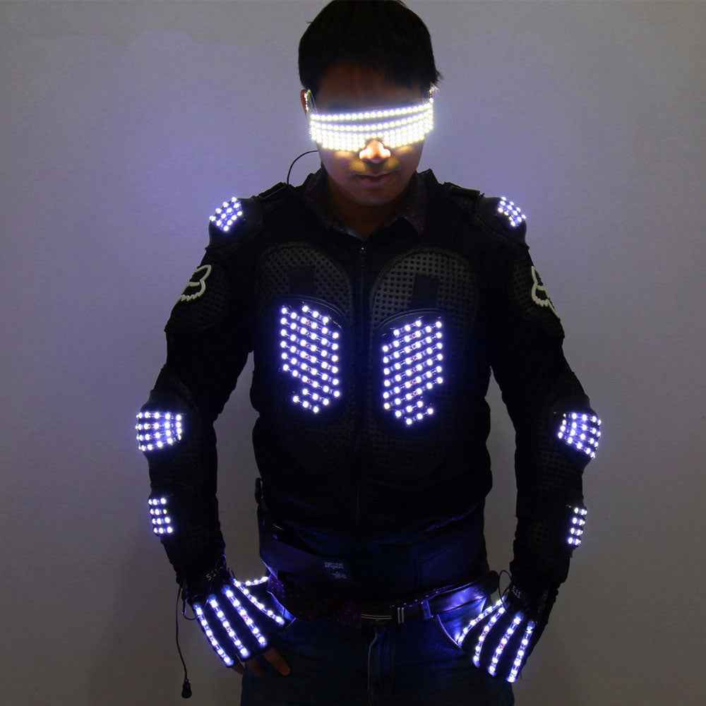 New Arrival Fashion LED Armor Light Up Jackets Costume Glove Glasses ...
