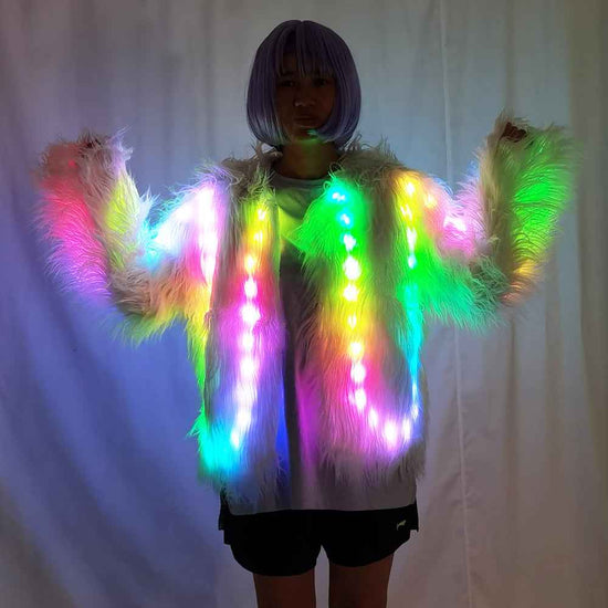 LED Faux Fur Decorative Overcoat – Christmas Party Jacket – tem-laser.com