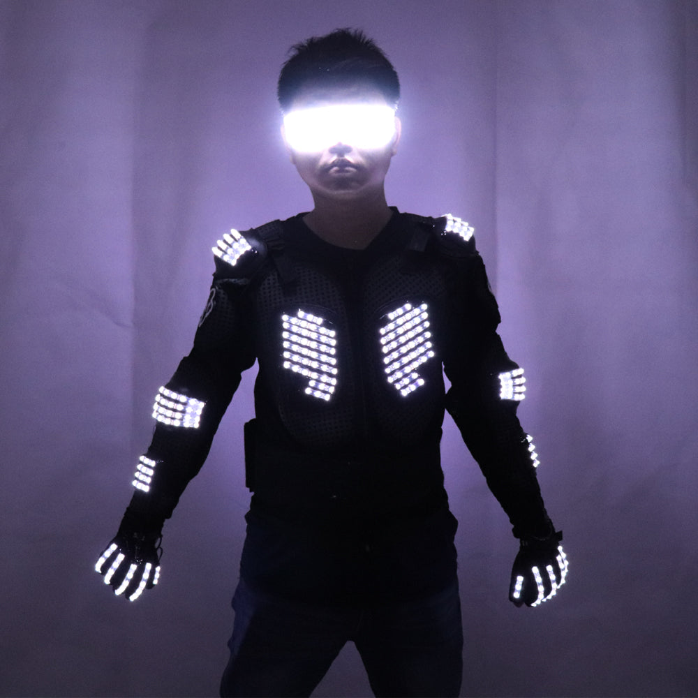 New Arrival Fashion LED Armor Light Up Jackets Costume Glove Glasses ...