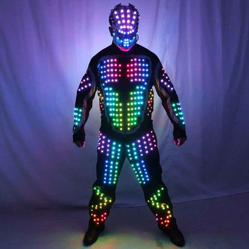 Digital LED Luminous Armor Light Up Jacket Glowing Costumes Suit Bar ...
