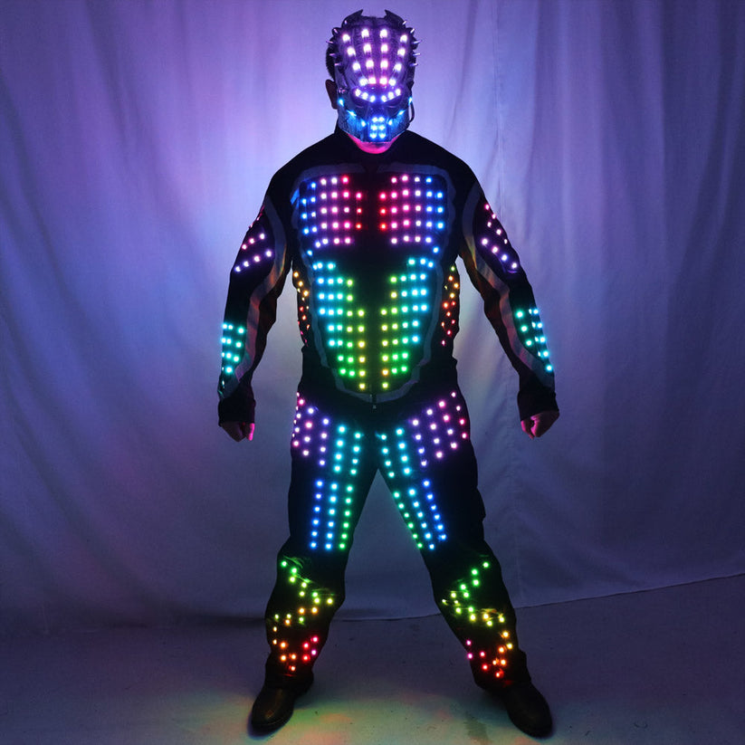 Digital LED Luminous Armor Light Up Jacket Glowing Costumes Suit Bar ...