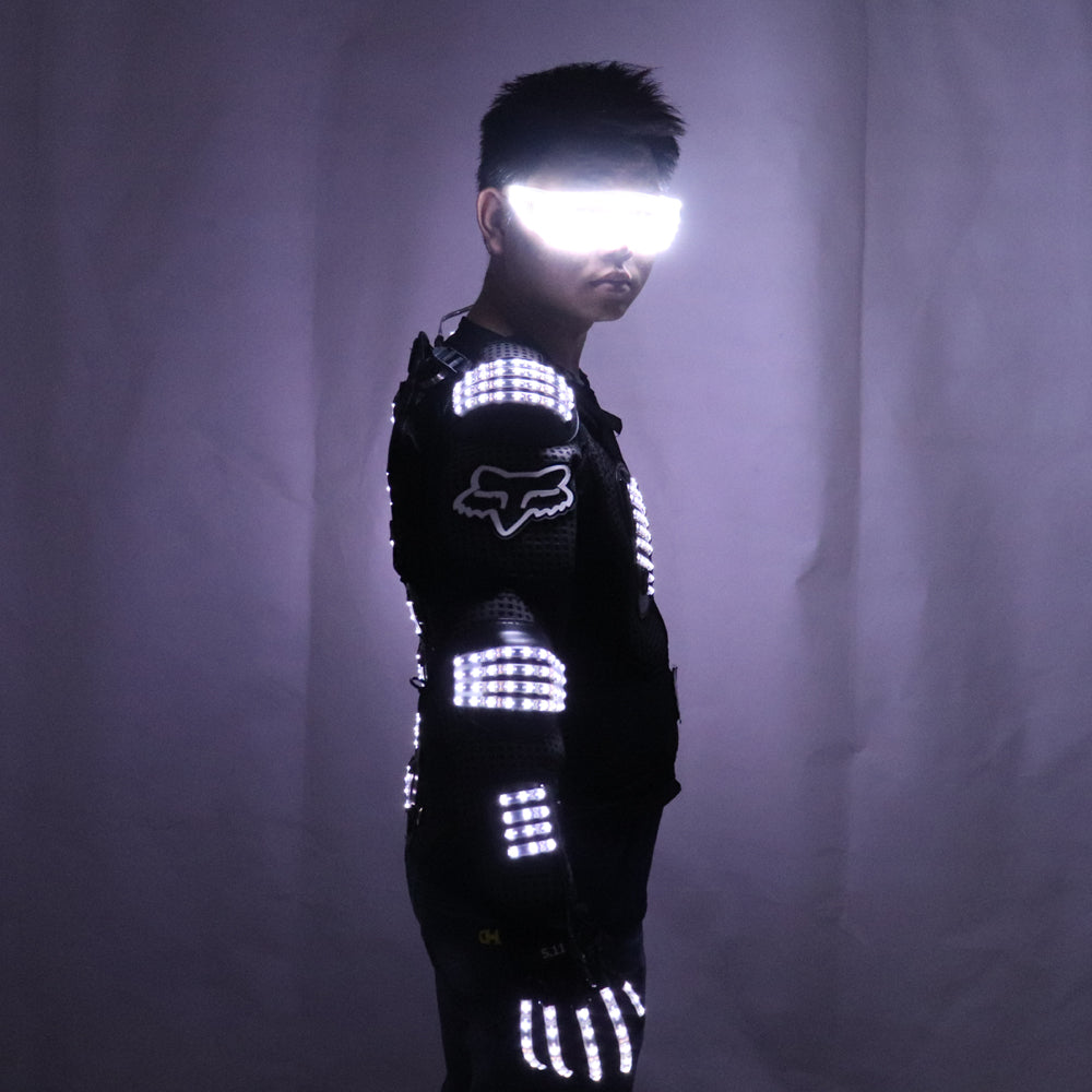 New Arrival Fashion LED Armor Light Up Jackets Costume Glove Glasses ...