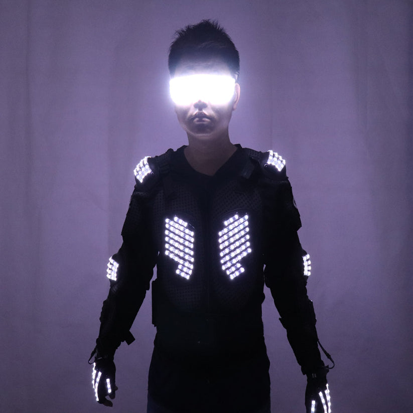 New Arrival Fashion LED Armor Light Up Jackets Costume Glove Glasses ...