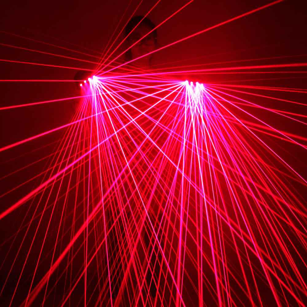 2 In 1 Multi-line Red Laser Gloves with 4pcs Laser Disco LED Laser Glo ...