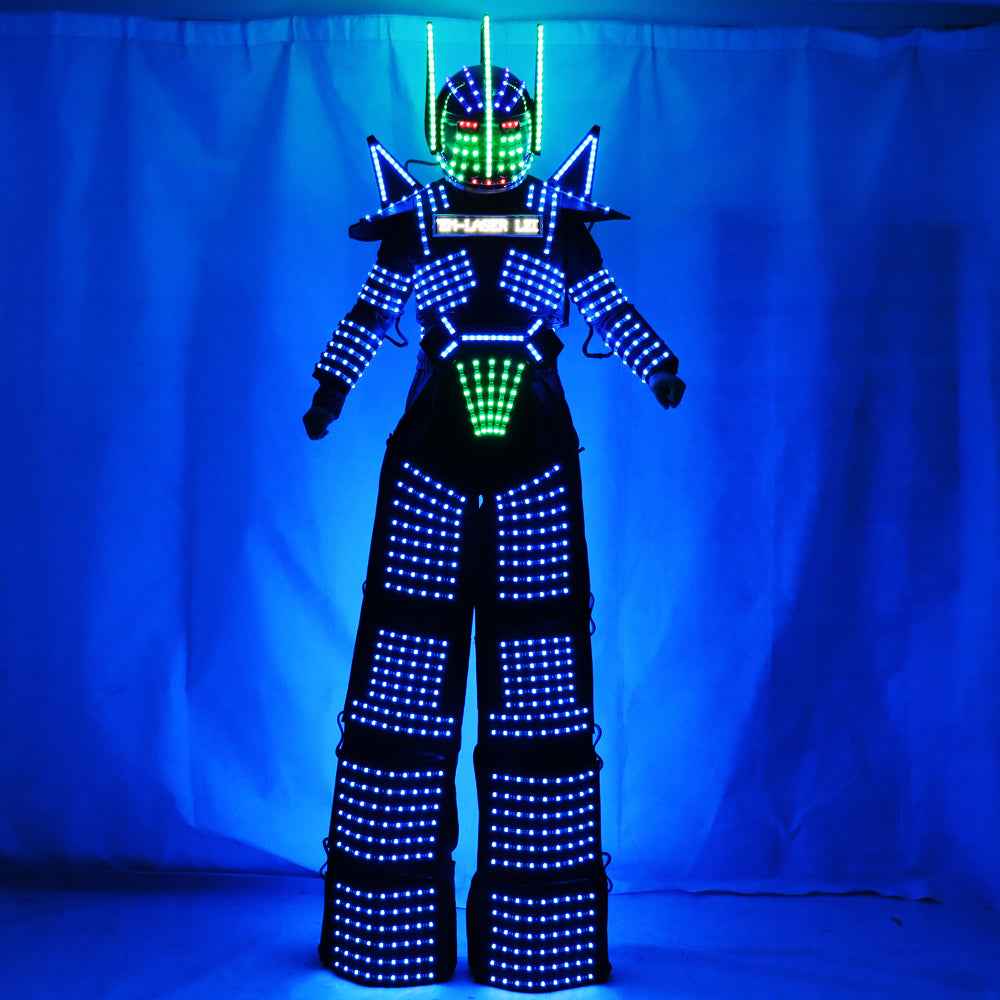 LED Predator Robot Costume Suit with Stilts Walker, Helmet & Laser Glo ...