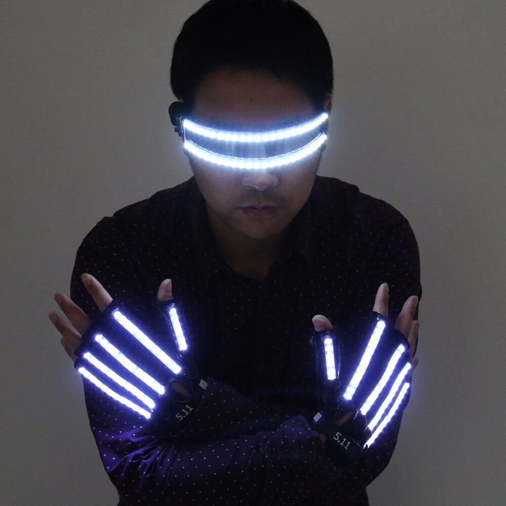 Bright LED Stage Costumes LED Gloves Luminous Glasses Laser Stage Props ...
