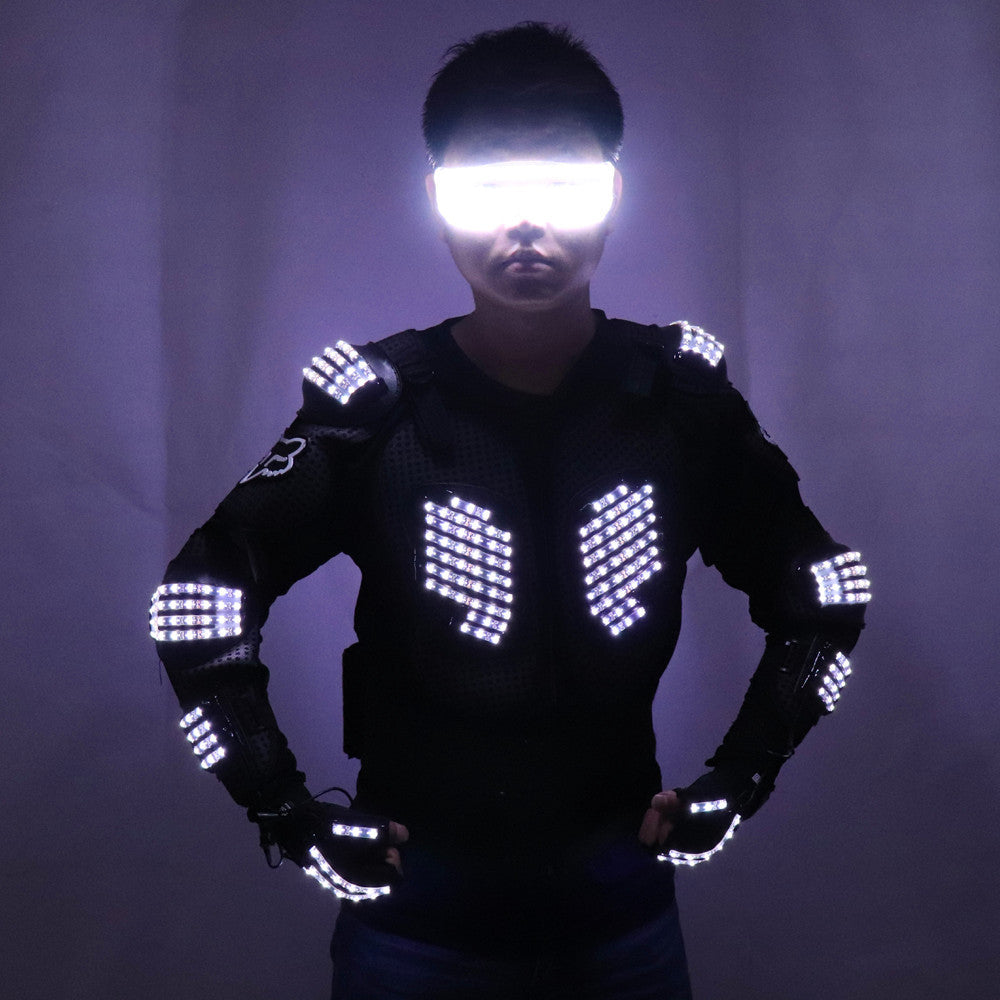 New Arrival Fashion LED Armor Light Up Jackets Costume Glove Glasses ...