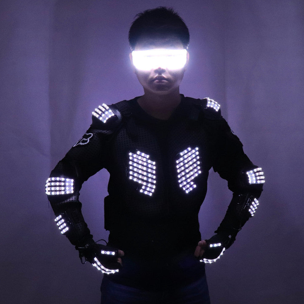 New Arrival Fashion LED Armor Light Up Jackets Costume Glove Glasses ...