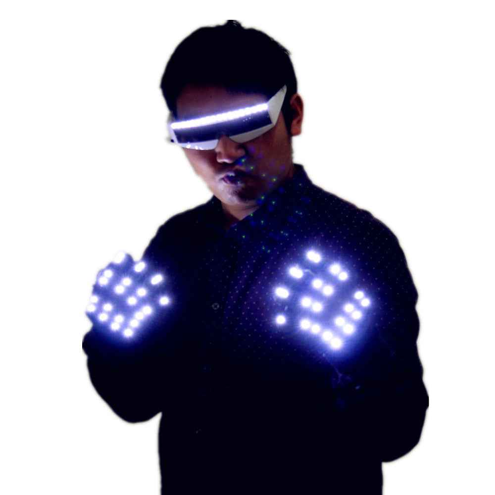 LED Gloves Flashing Skeleton Stage Props Flash Gloves for Holiday Part ...