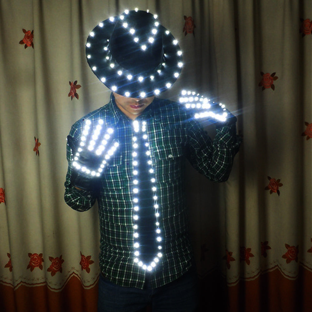 LED Clothes Luminous Jazz Hat with Light Tie LED Gloves LED Suit for ...
