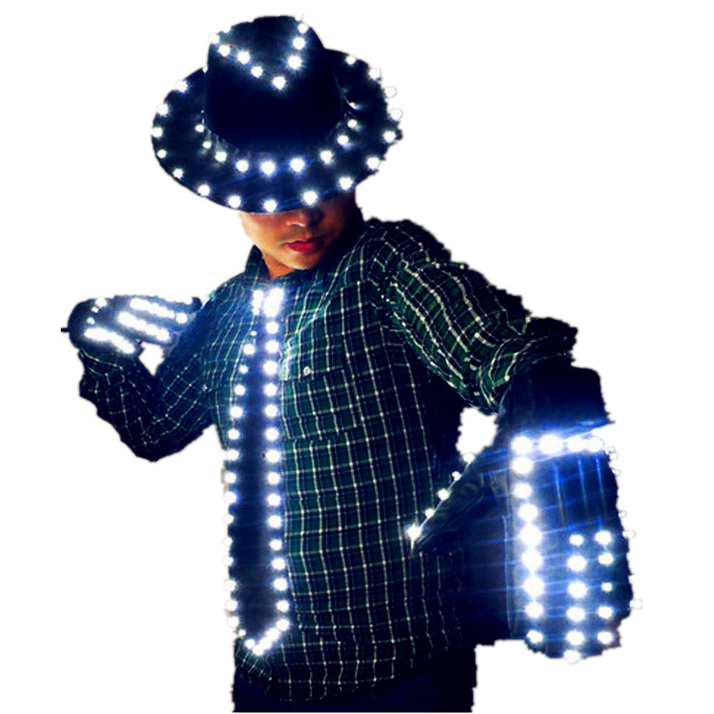 LED Clothes Luminous Jazz Hat with Light Tie LED Gloves LED Suit for ...
