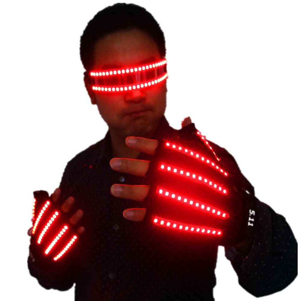 LED Glowing Flashing Gloves & Light Glasses Set for Stage & Party Cost ...