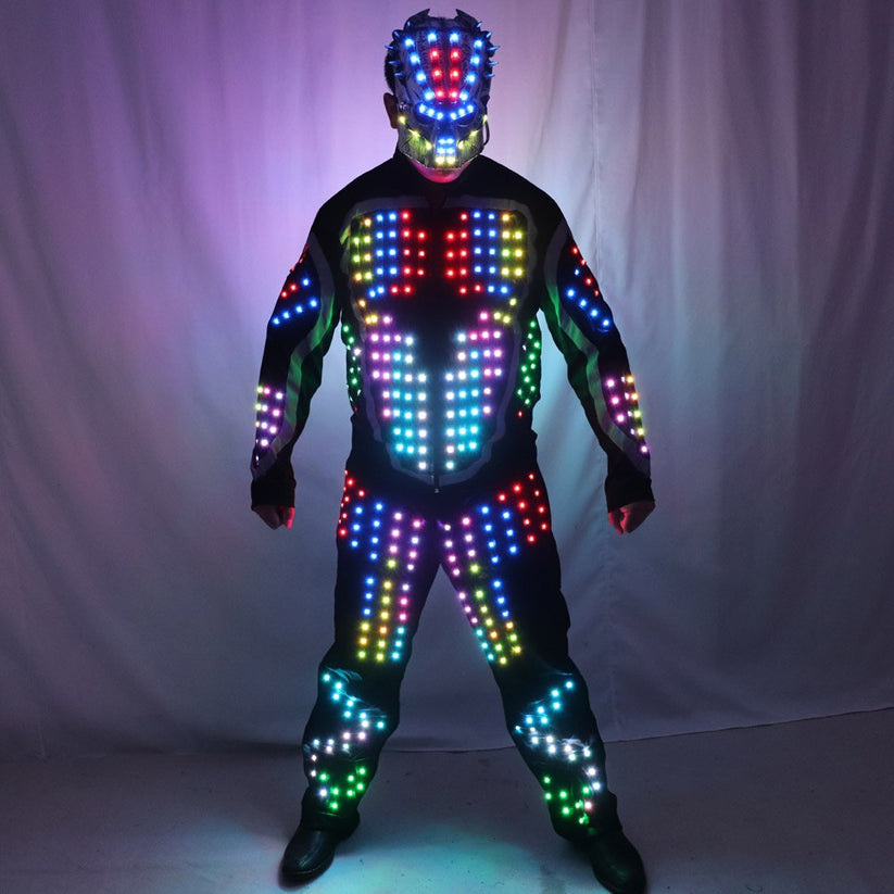 Digital LED Luminous Armor Light Up Jacket Glowing Costumes Suit Bar ...
