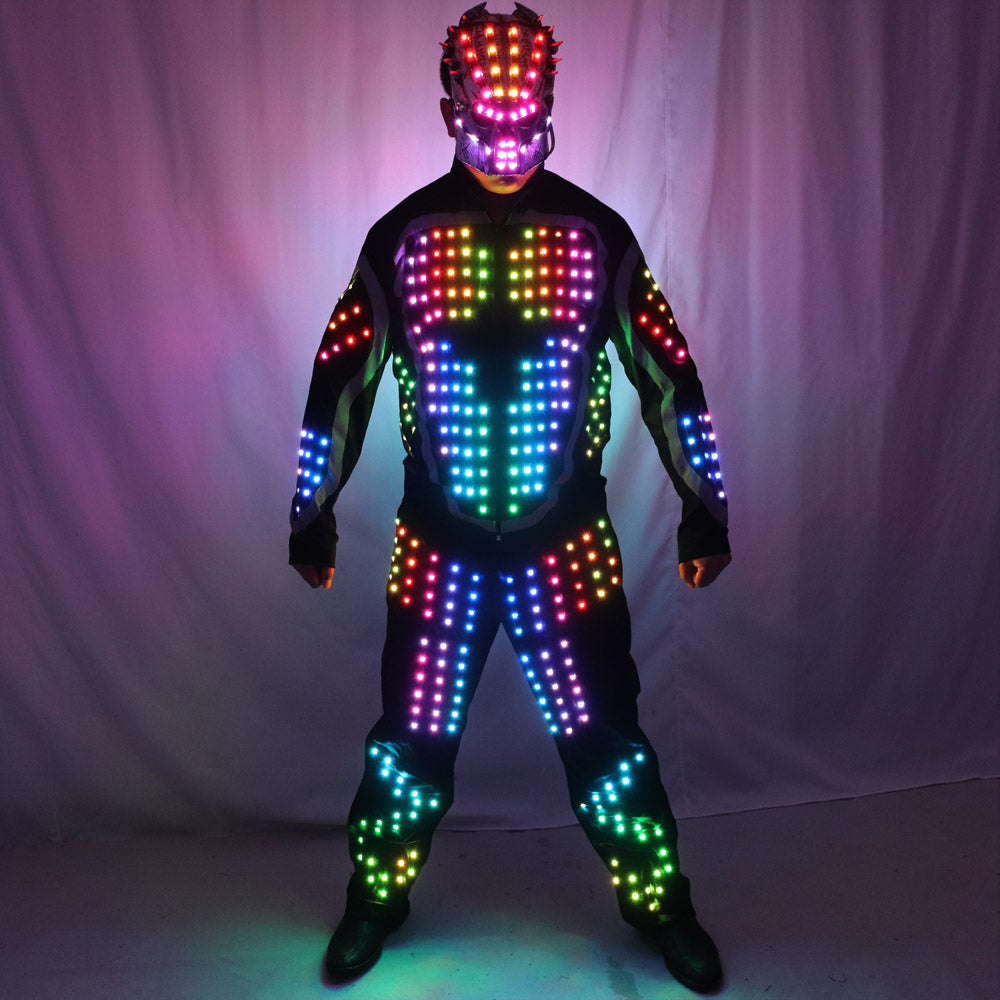 Digital LED Luminous Armor Light Up Jacket Glowing Costumes Suit Bar ...