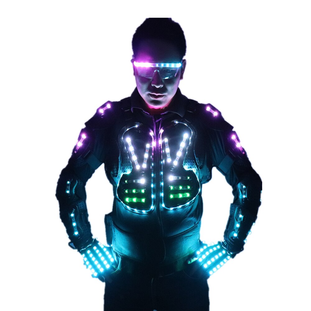 Full Color LED Luminous Armor Light Up Jacket Glowing Costumes Suit ...