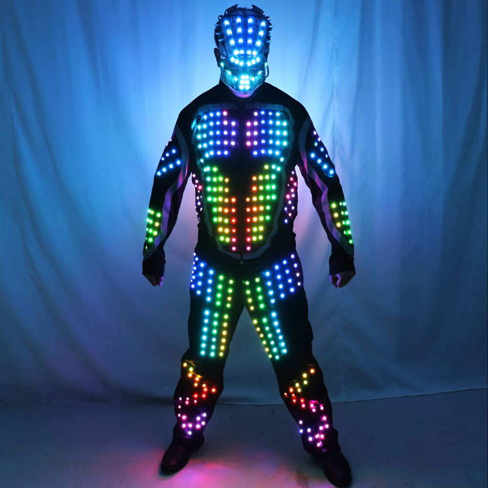 Digital LED Luminous Armor Light Up Jacket Glowing Costumes Suit Bar ...