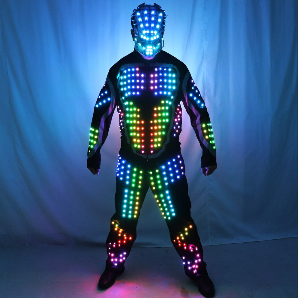 Digital LED Luminous Armor Light Up Jacket Glowing Costumes Suit Bar ...