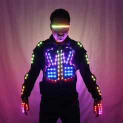 Full Color LED Luminous Armor Light Up Jacket Glowing Costumes Suit ...