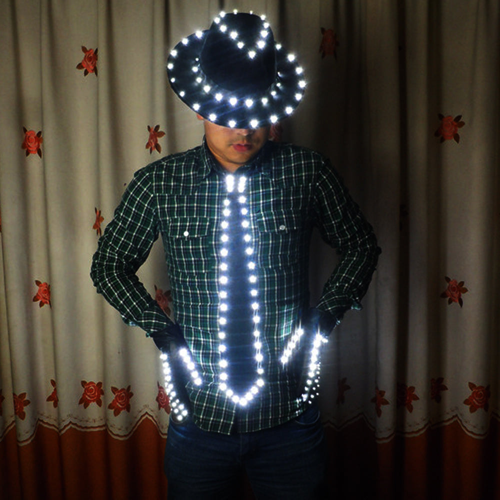LED Clothes Luminous Jazz Hat with Light Tie LED Gloves LED Suit for ...