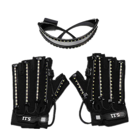 LED Glowing Flashing Gloves & Light Glasses Set for Stage & Party Cost ...