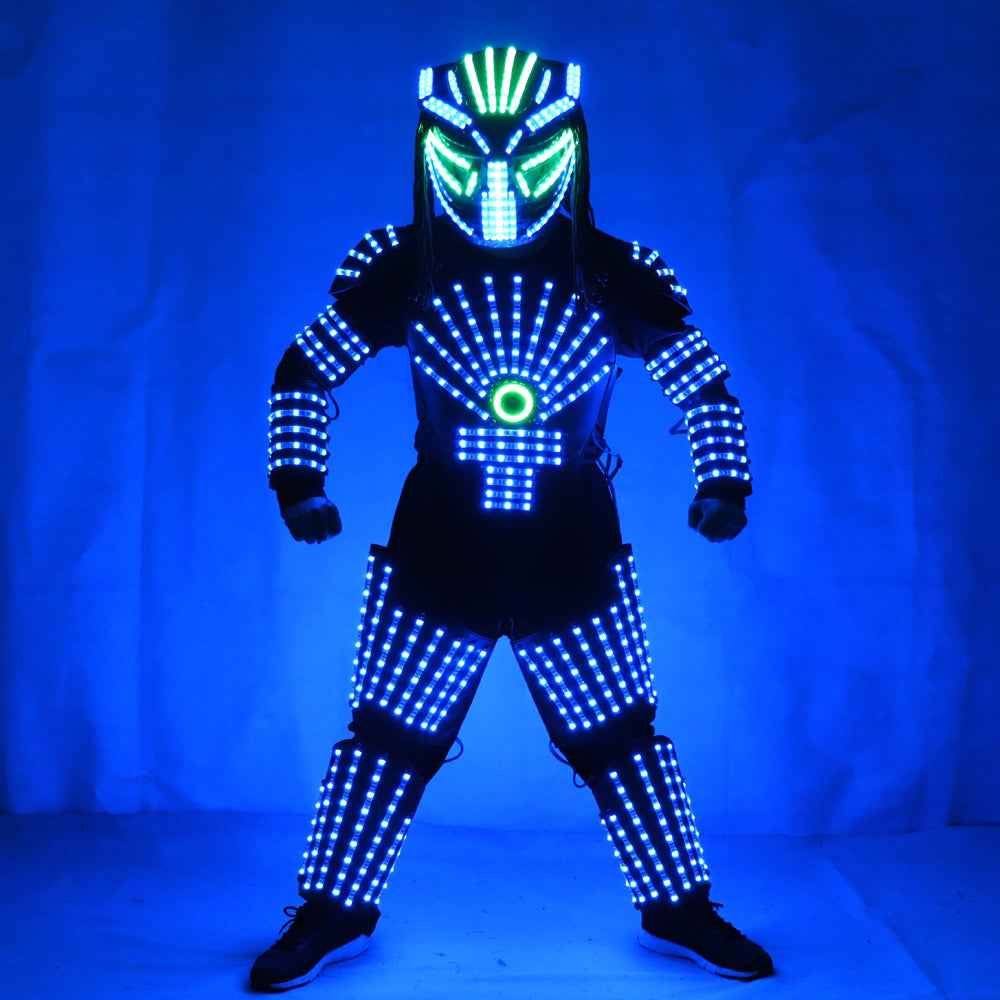RGB Colorful Led Luminous Robot Suit with LED Helmet Illuminated Stage ...