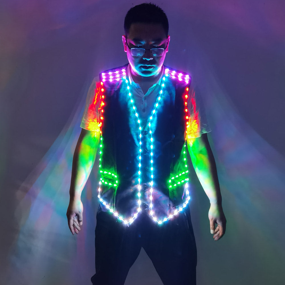Colorful Led Luminous Vest Ballroom Costume Jacket DJ Singer Dancer Pe ...