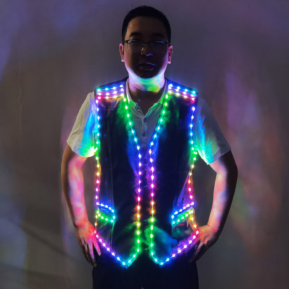 Colorful Led Luminous Vest Ballroom Costume Jacket DJ Singer Dancer Pe ...